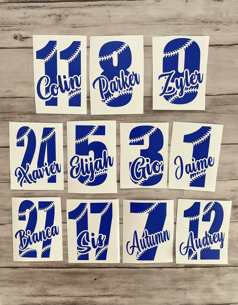 Personalized Baseball or Softball Number Decals Team - Etsy