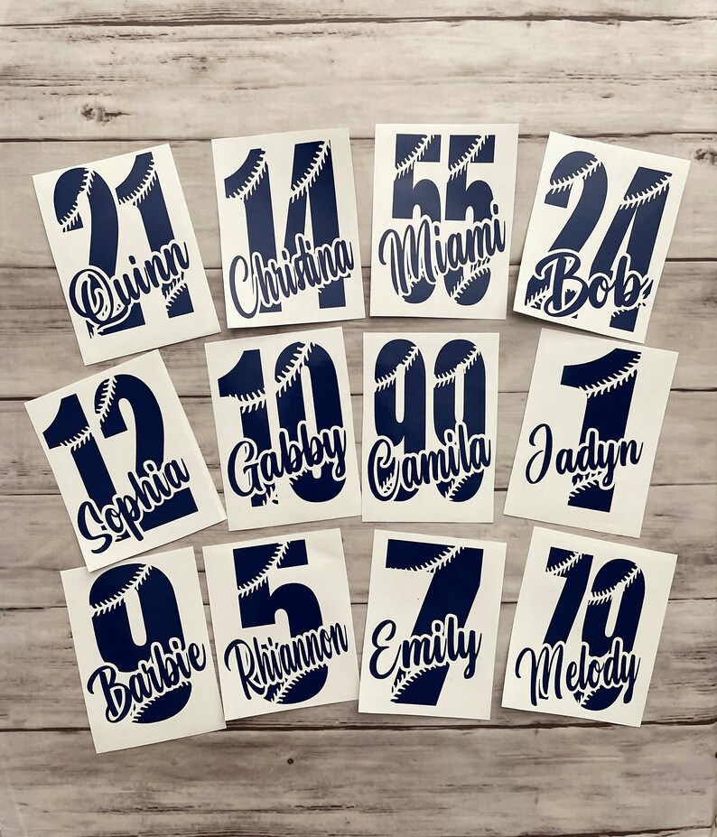 Personalized Baseball or Softball Number Decals Team - Etsy