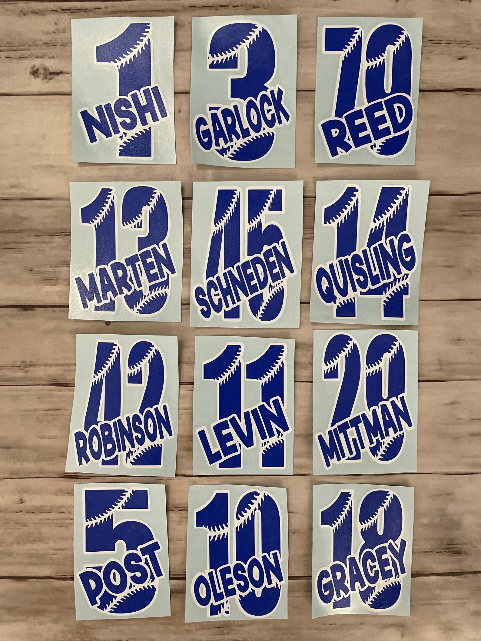 3.6"h Multi Color Personalized Baseball/softball Number Decals-print ...