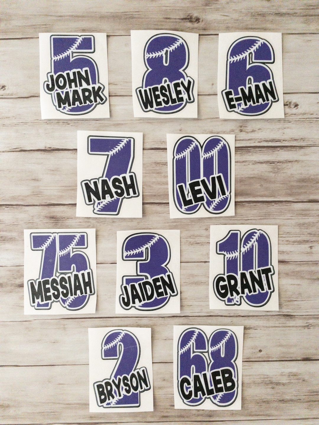 3.6h Multi Color Personalized Baseball/softball Number Decals-print ...