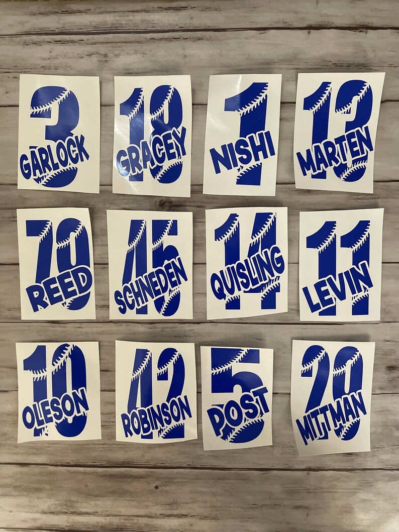 Personalized Baseball or Softball Number Decals Team - Etsy