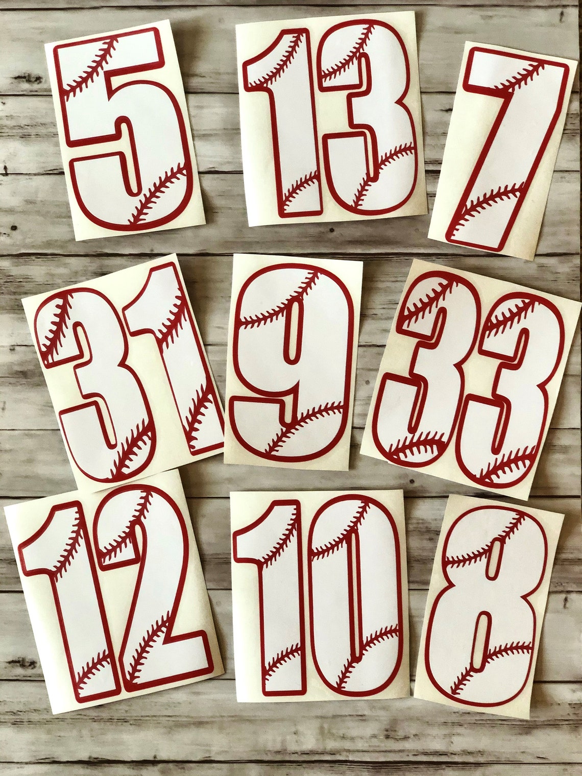 Baseball Number DECALS Helmet Decals Dugout Buckets Decals - Etsy