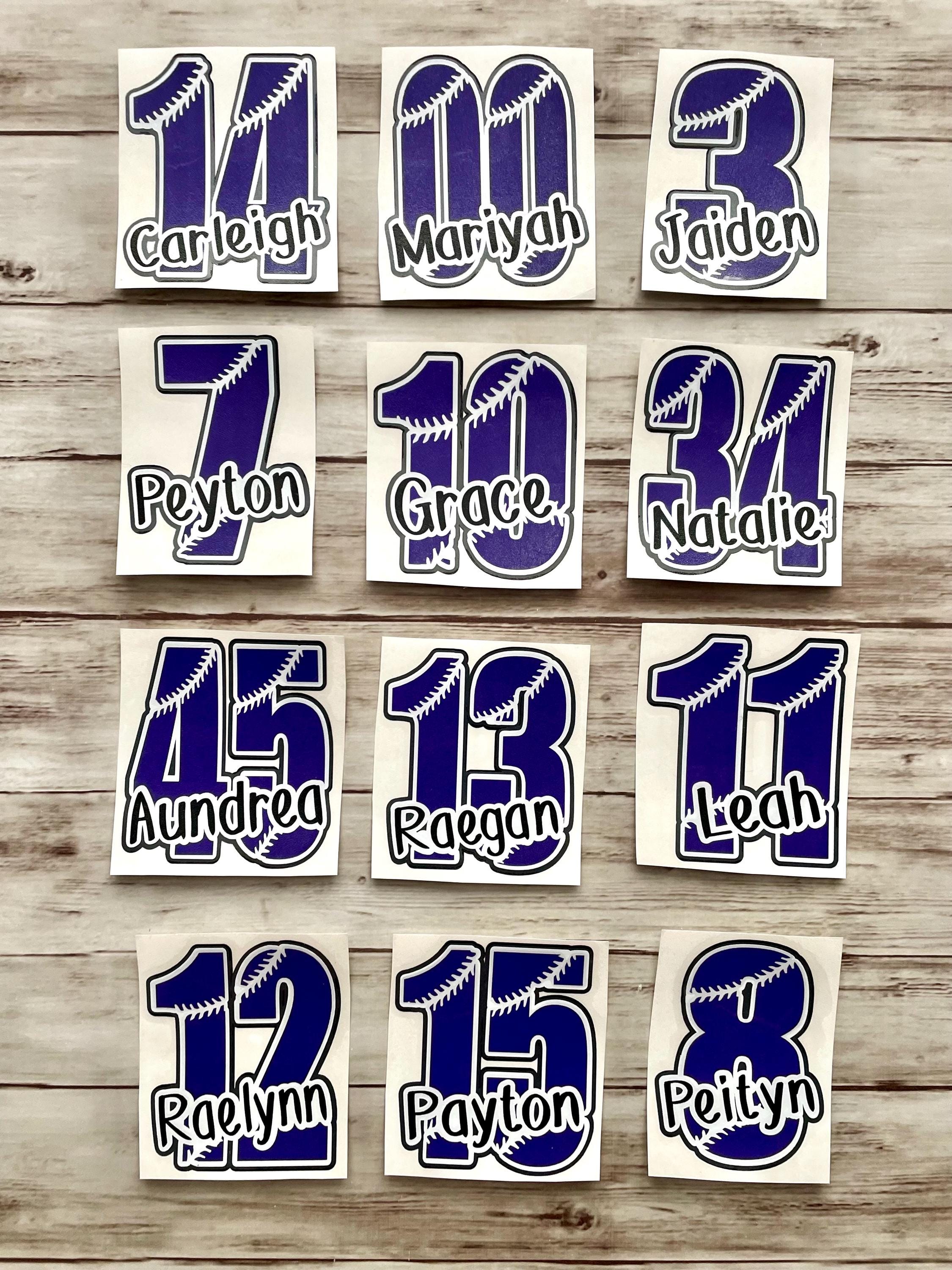 3.6"h Multi Color Personalized Baseball/softball Number Decals-print ...