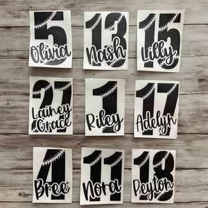 Personalized Baseball or Softball Number Decals* Team Decals*water ...