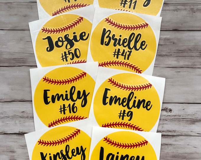 Personalized Softball Decal * Vinyl Softball Decal * Softball Sticker ...