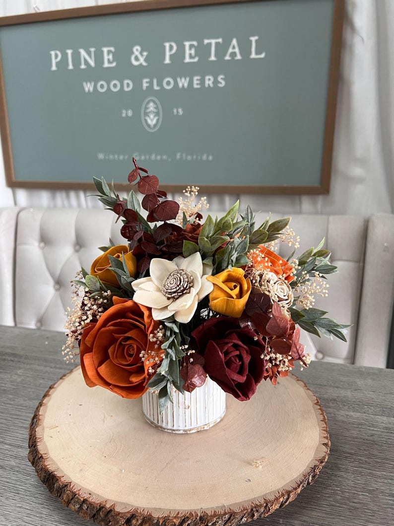 Fall Sola Wood Flower Arrangement: Rustic Farmhouse Decor ...