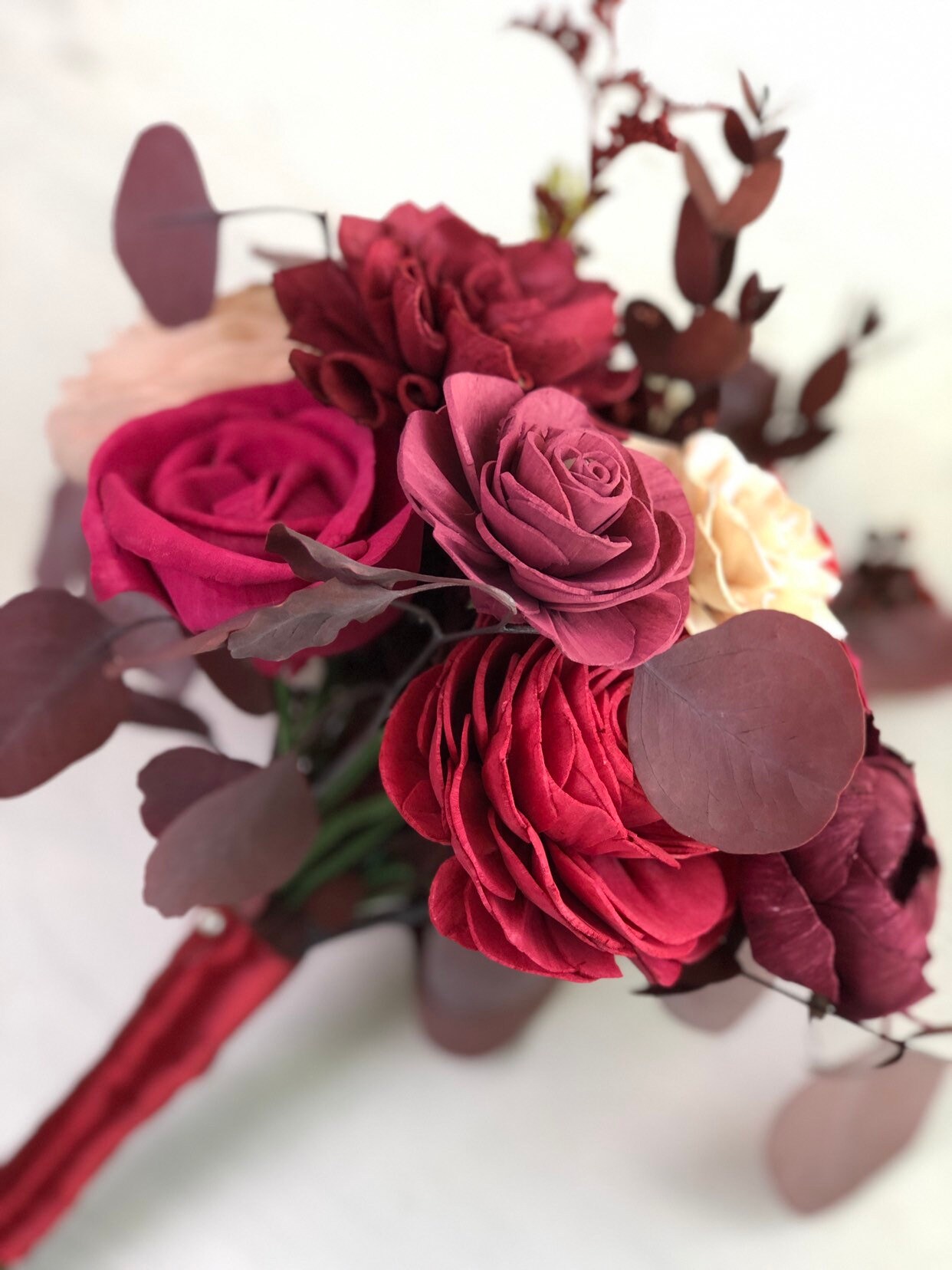 Roses and Rubies Bridesmaid Bouquet Allure Collection Wood - Etsy