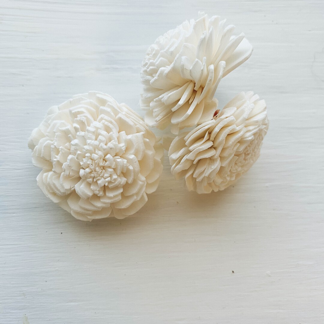 Olivia Blossom Sola Flower - 1" RAW, Undyed - Loose Flowers - Wooden ...