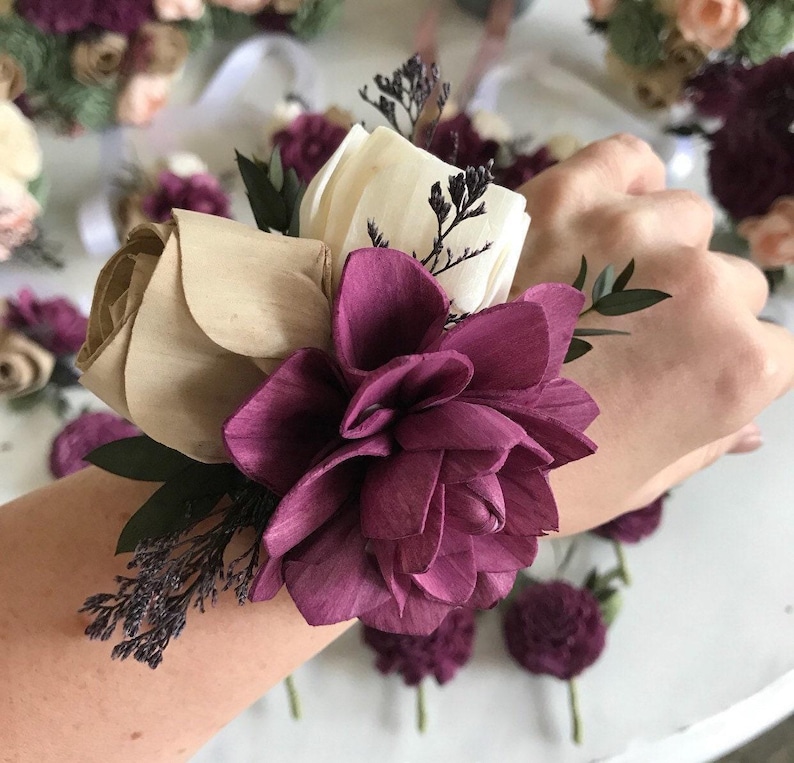 Custom Sola Wood Flower Corsage: Wedding Collection, Match Your Bouquet ...