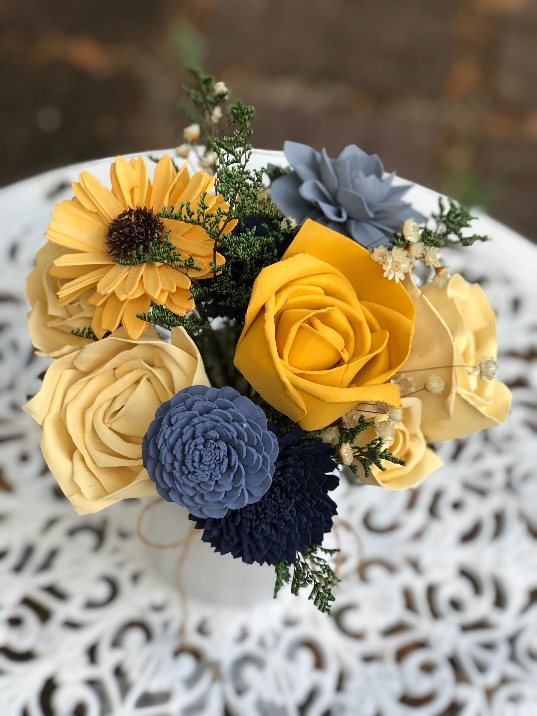 Lemon Drop Flower Arrangement Rustic Decor Sola Flowers - Etsy