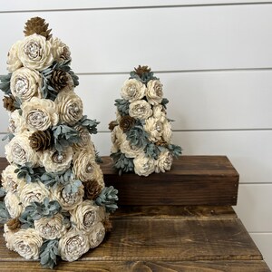READY TO SHIP Farmhouse Wood Flower Christmas Tree Set Sola Wood ...