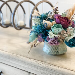 READY TO SHIP - Mermaid Purple and Mint Flower Arrangement - Sola Wood ...