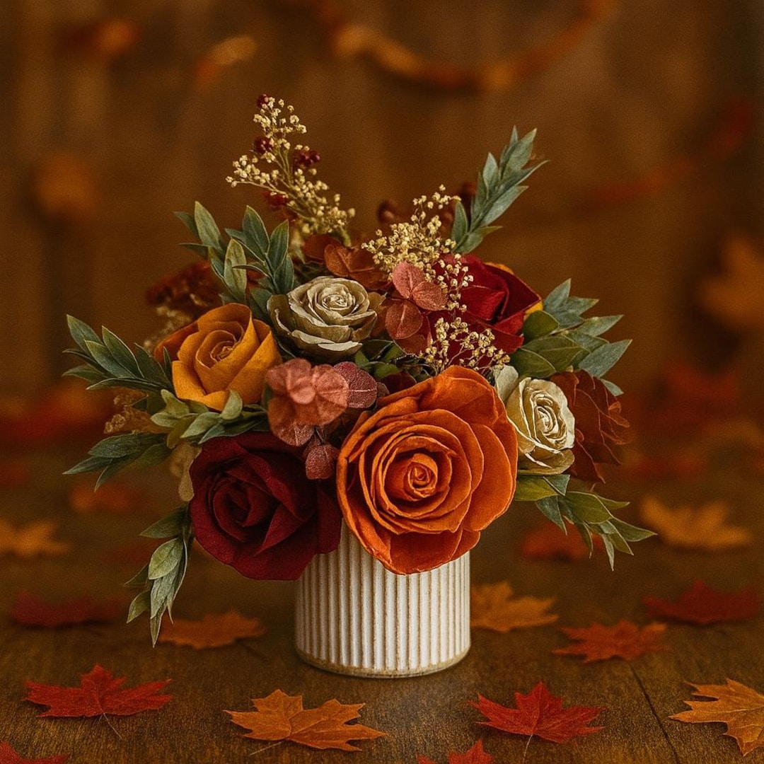 Fall Sola Wood Flower Arrangement: Rustic Farmhouse Decor ...