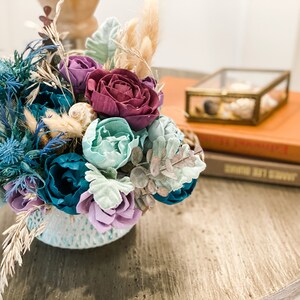 READY TO SHIP - Mermaid Purple and Mint Flower Arrangement - Sola Wood ...
