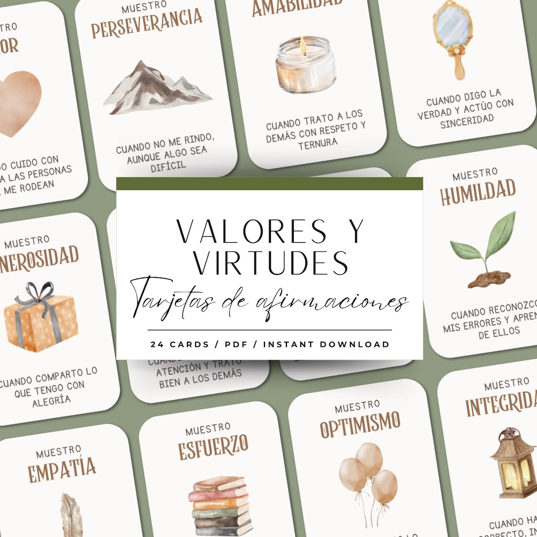 Core Values & Character Traits for Kids Spanish Version | Valores Y ...