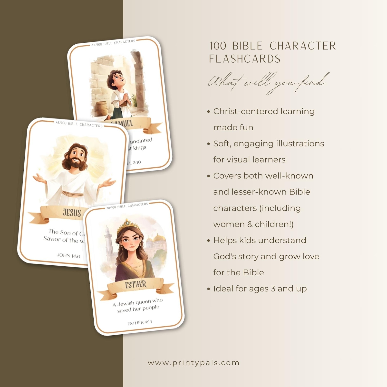 100 Bible Character Flashcards: Christian Education for Kids ...