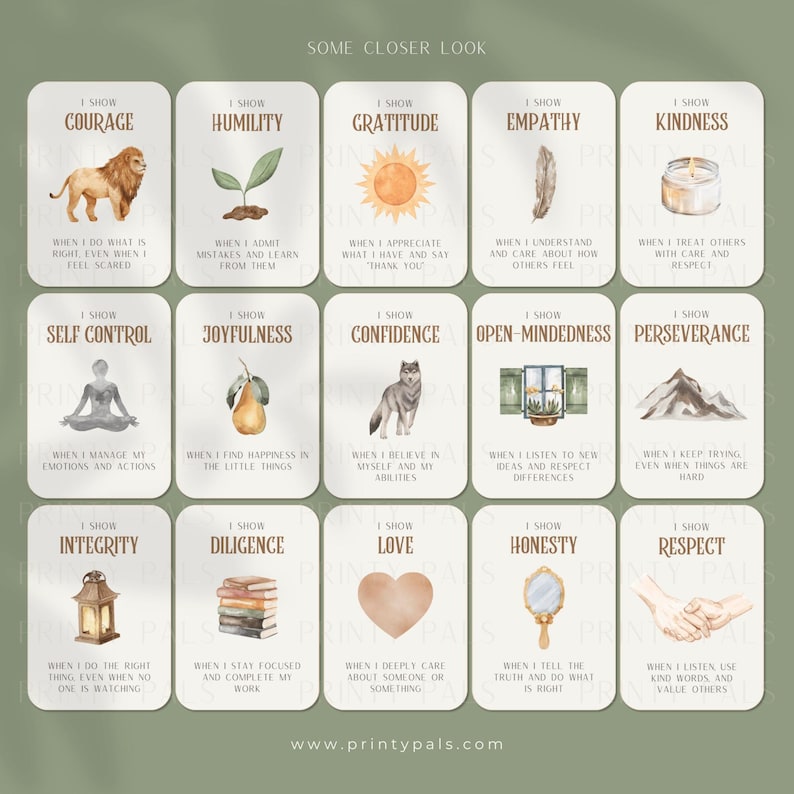 Kids Affirmation Cards: Core Values and Character Traits. Homeschool ...