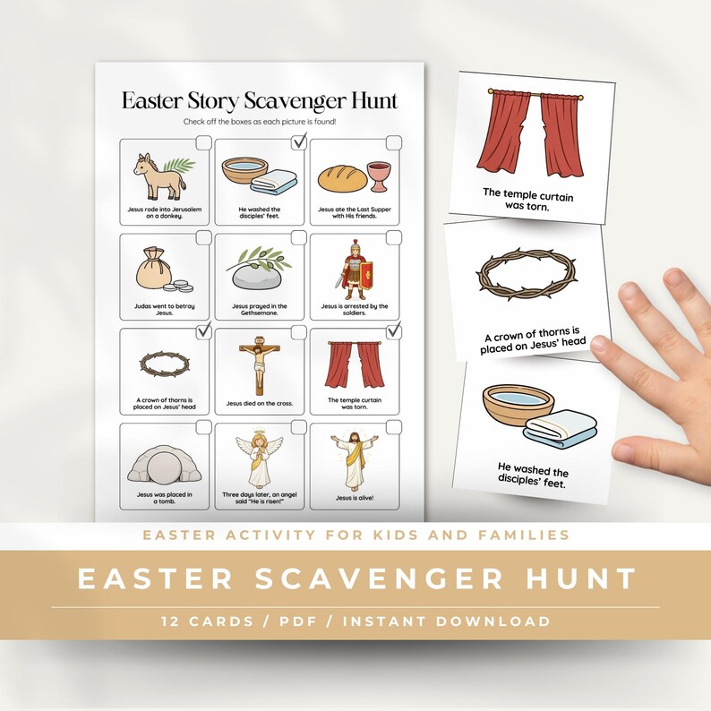 Easter Scavenger Hunt Printable, Bible Story Game for Christian Kids - Etsy