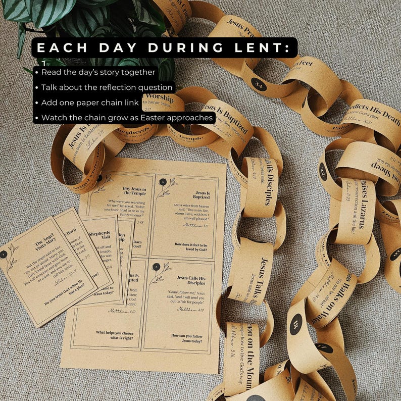 40 Stories of Jesus Paper Chain and Devotional Cards for Christian Kids ...