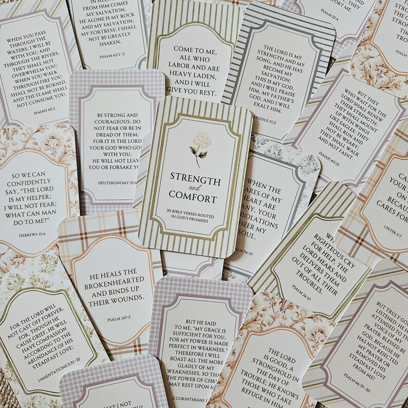 Strength and Comfort Scripture Cards – 30 Bible Verse Memory Set ...