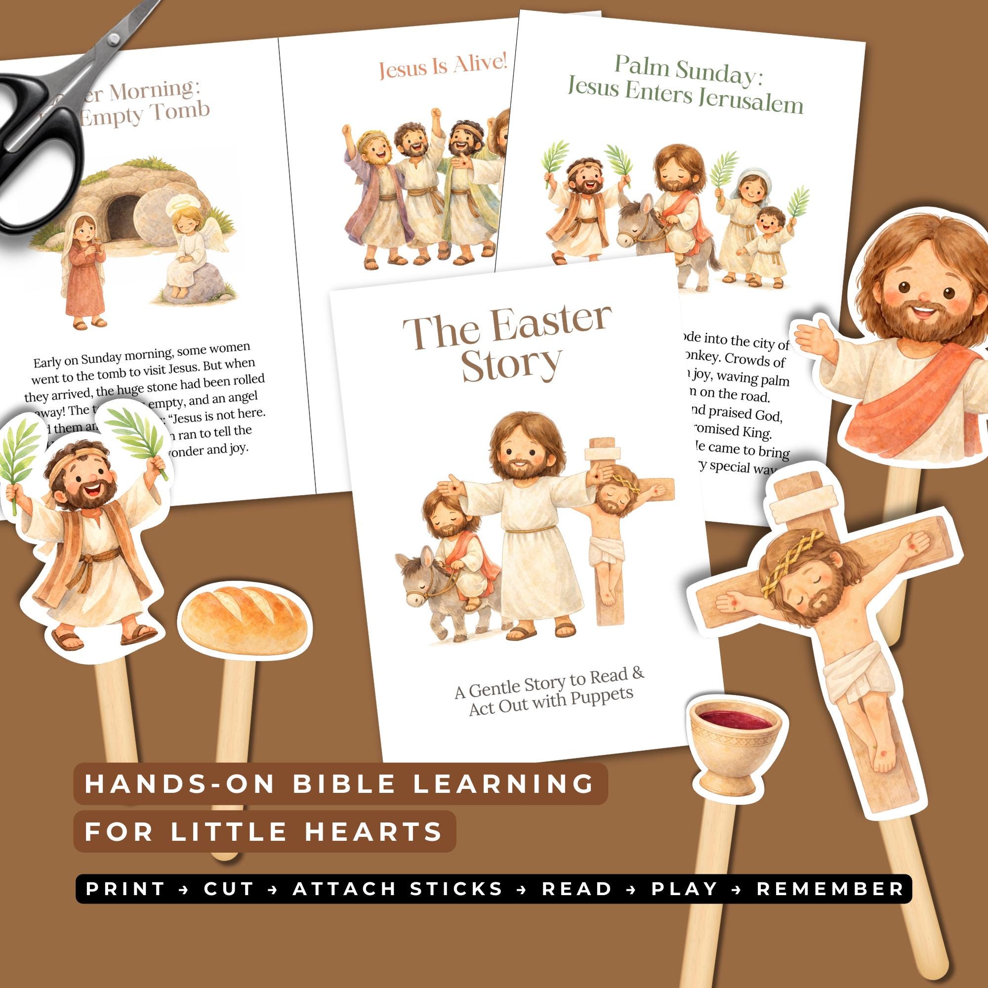 Easter Story Puppets for Kids | Printable Holy Week Activity for ...