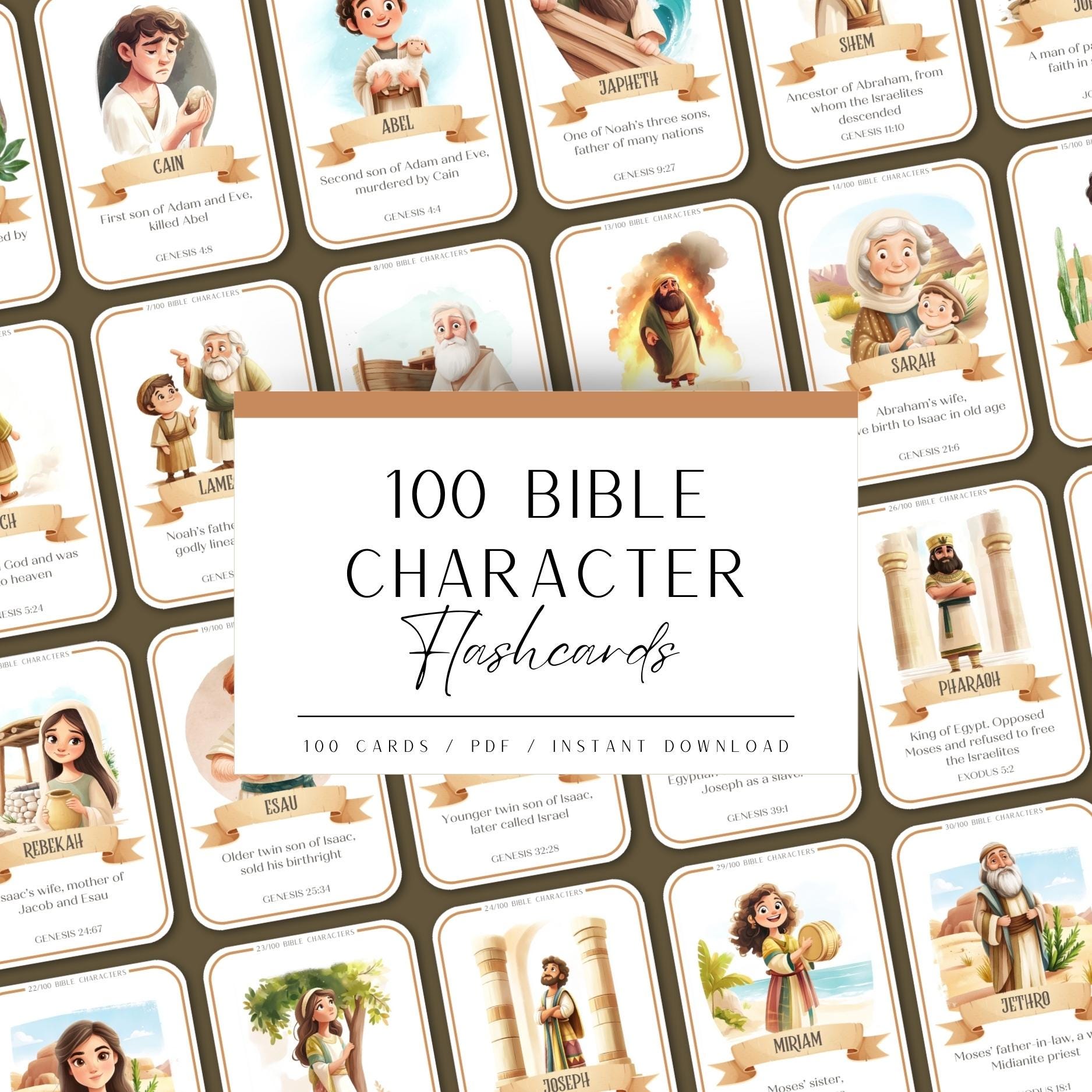 100 Bible Character Flashcards: Christian Education for Kids ...