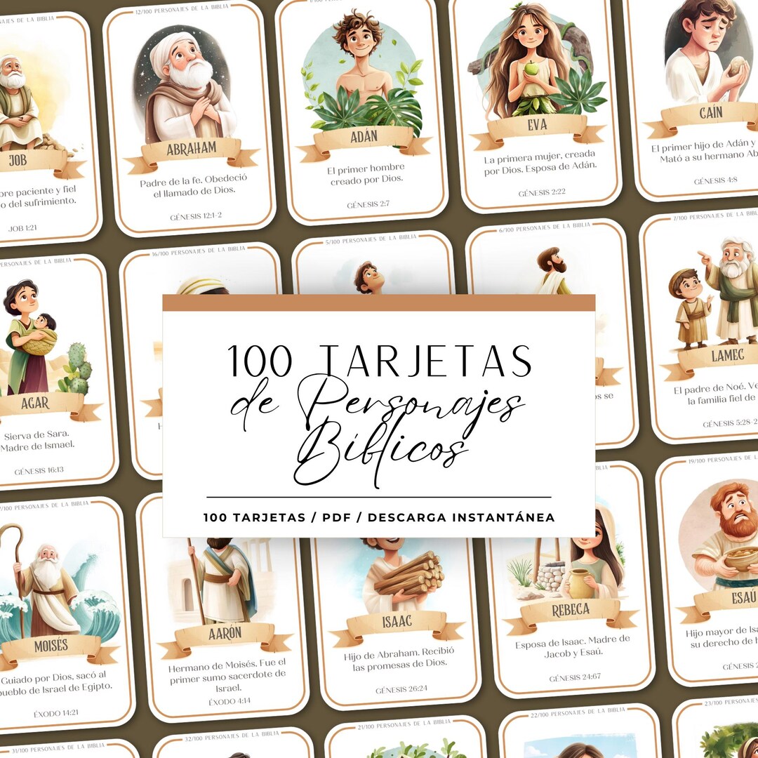 100 Personajes De La Biblia - Spanish Christian Cards Homeschool ...
