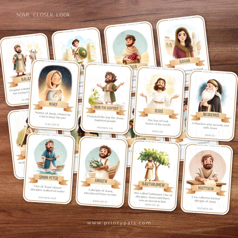 100 Bible Character Flashcards: Christian Education for Kids ...