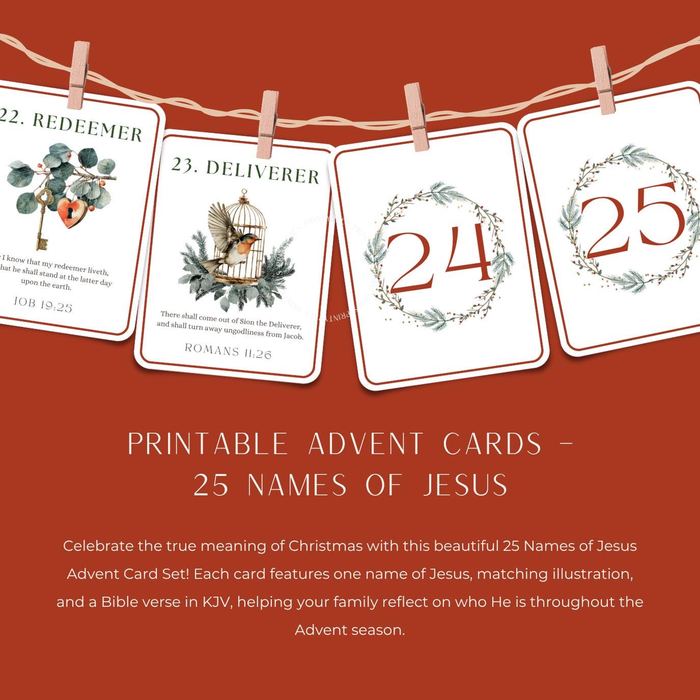 25 Names of Jesus Advent Card: Printable Scripture Cards - Etsy