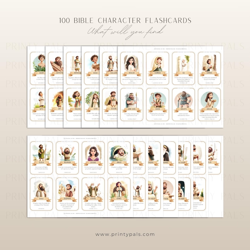 100 Bible Character Flashcards: Christian Education for Kids ...