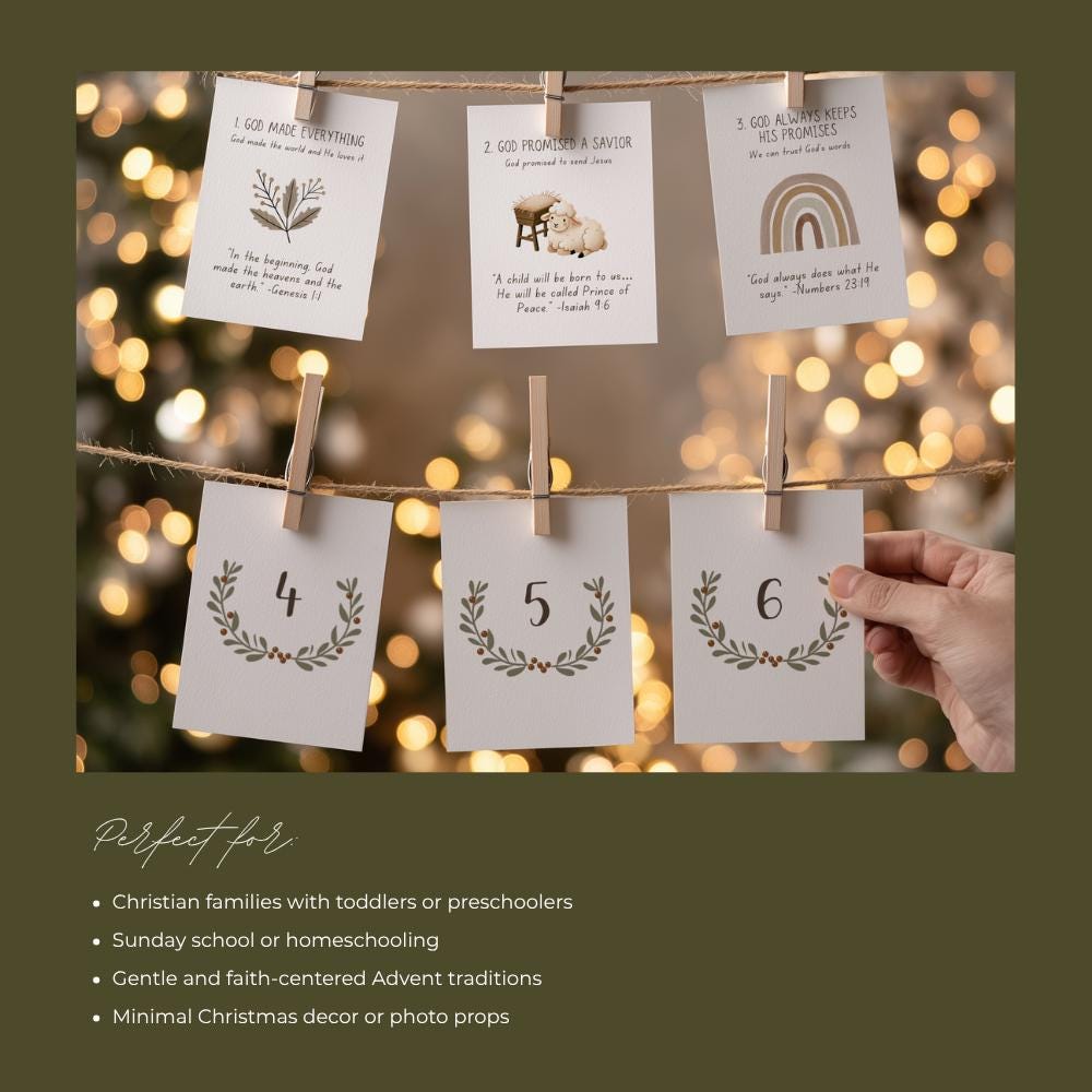 Kids Christmas Advent Cards | 25 Simple Bible Verse Printable Set - Etsy