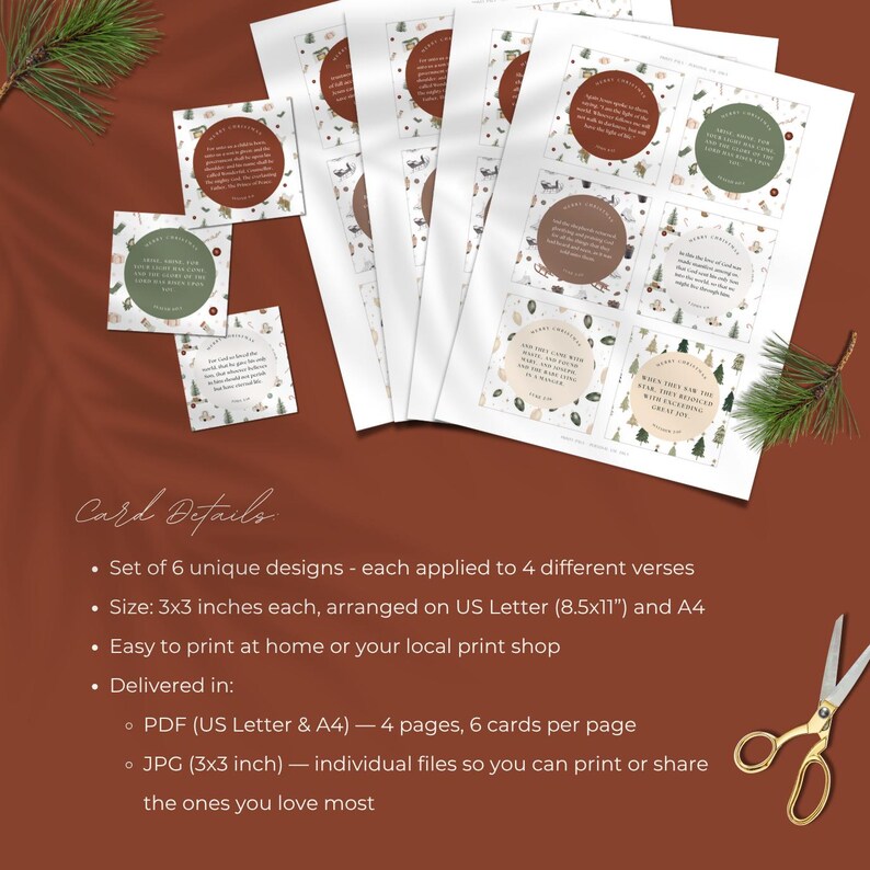 Christmas Scripture Cards – 24 Mini Bible Verses – Printable Gift Tags ...