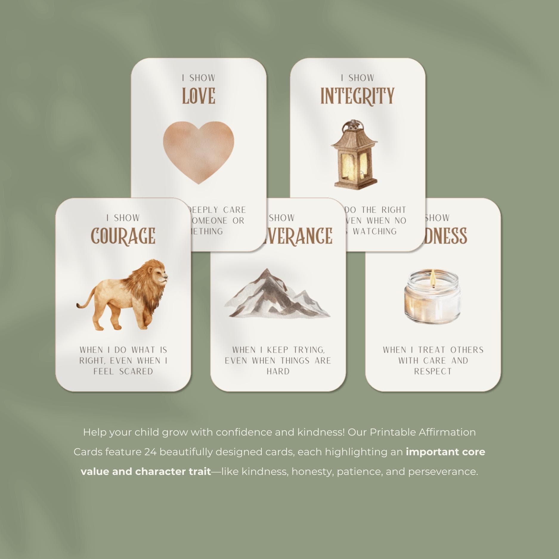 Kids Affirmation Cards: Core Values and Character Traits. Homeschool ...