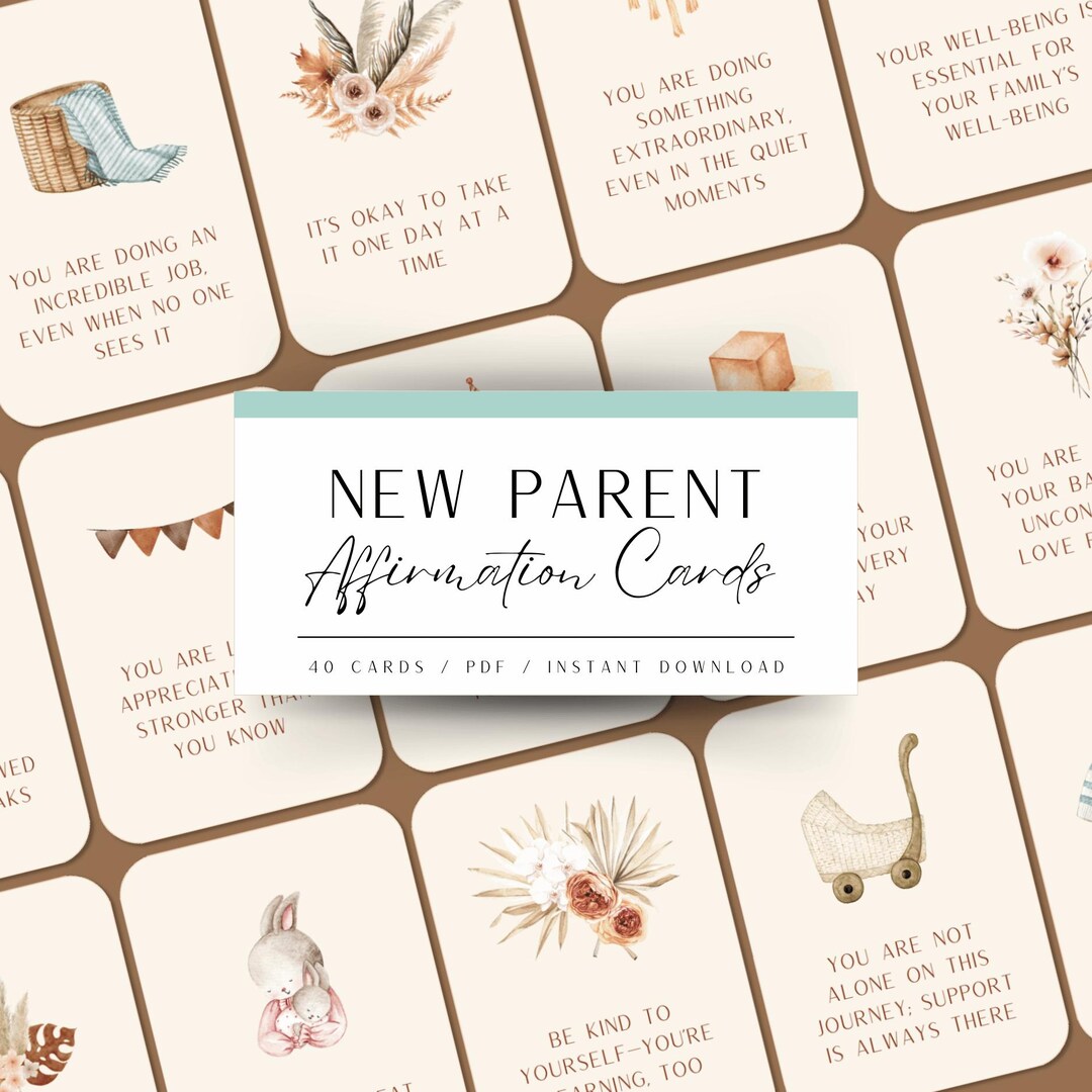 40 New Parent Printable Affirmation Cards - Set of 40 Watercolor ...
