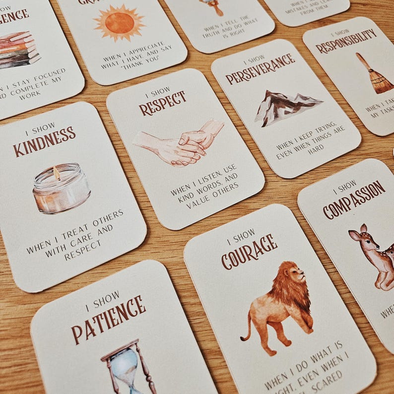 Kids Affirmation Cards: Core Values and Character Traits. Homeschool ...