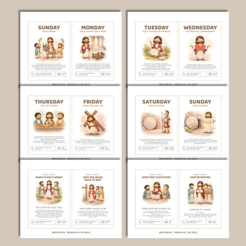 Holy Week Cards for Kids and Families | 12 Printable Easter Devotional ...