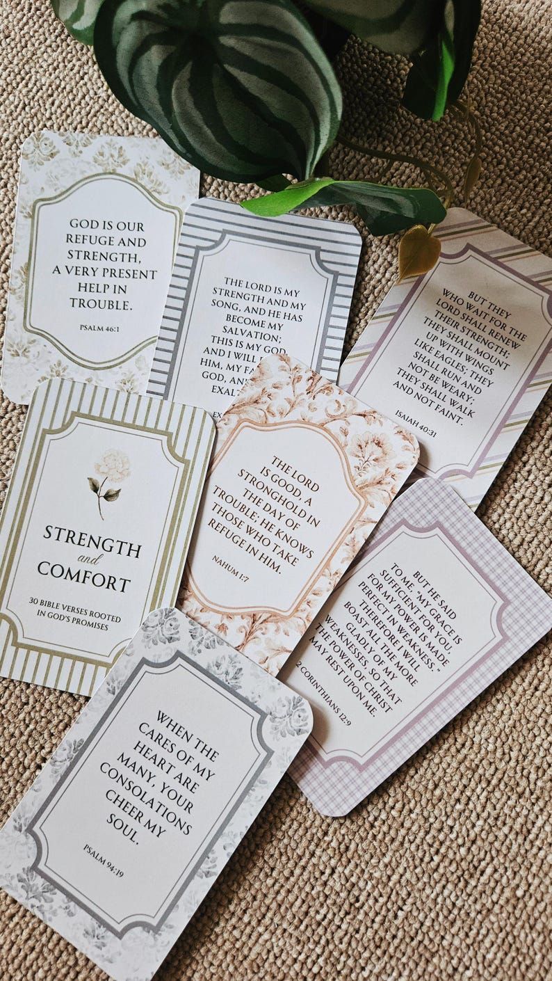 Strength and Comfort Scripture Cards – 30 Bible Verse Memory Set ...
