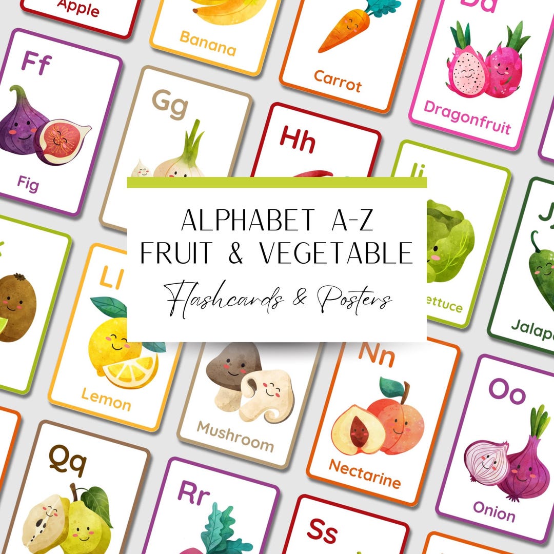 Alphabet A-Z Fruit and Vegetable | Educational Cards for Kids ...