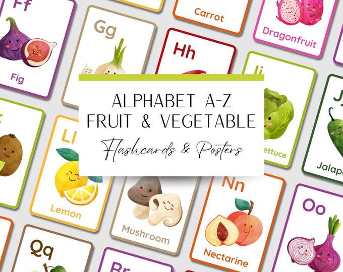 Alphabet Classroom Posters Fruit Themed | Alphabet Flashcards ...
