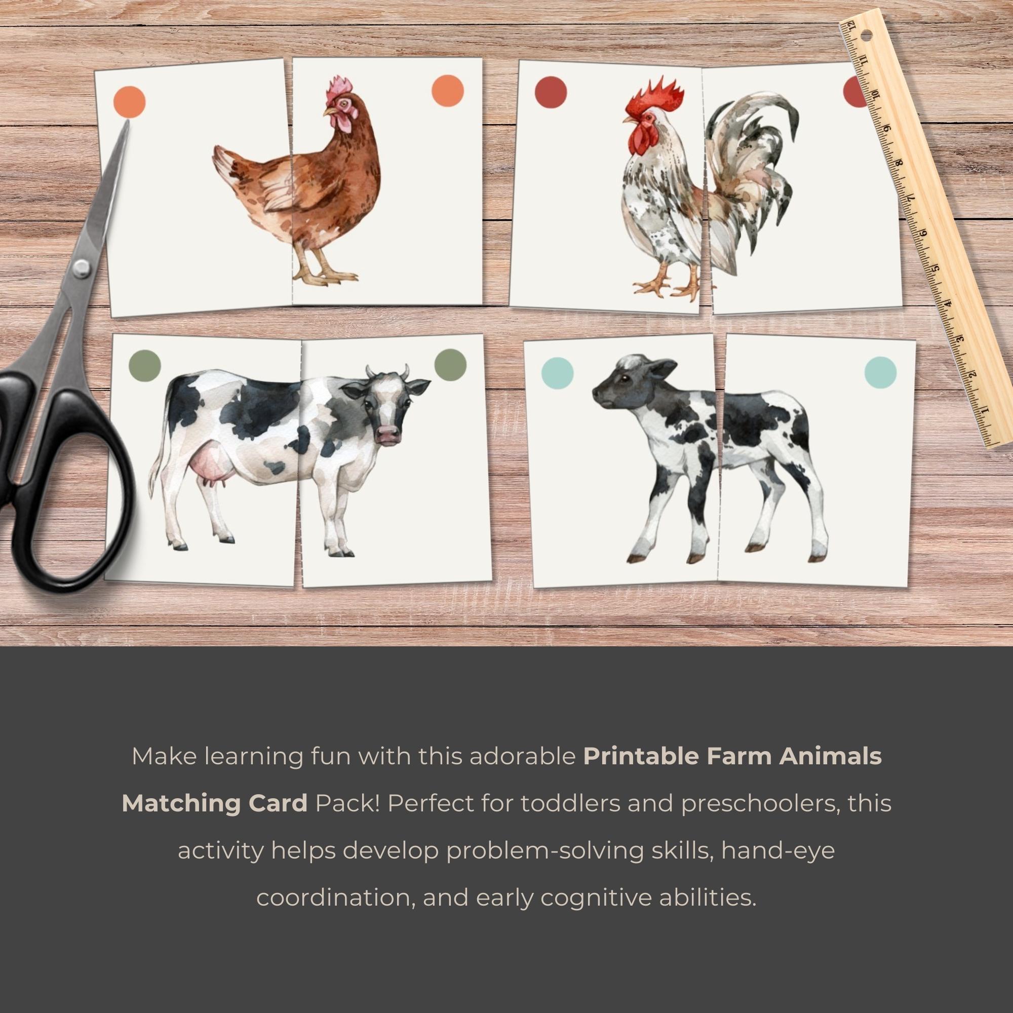 Farm Animal Matching Game: Watercolor Montessori Cards (digital ...