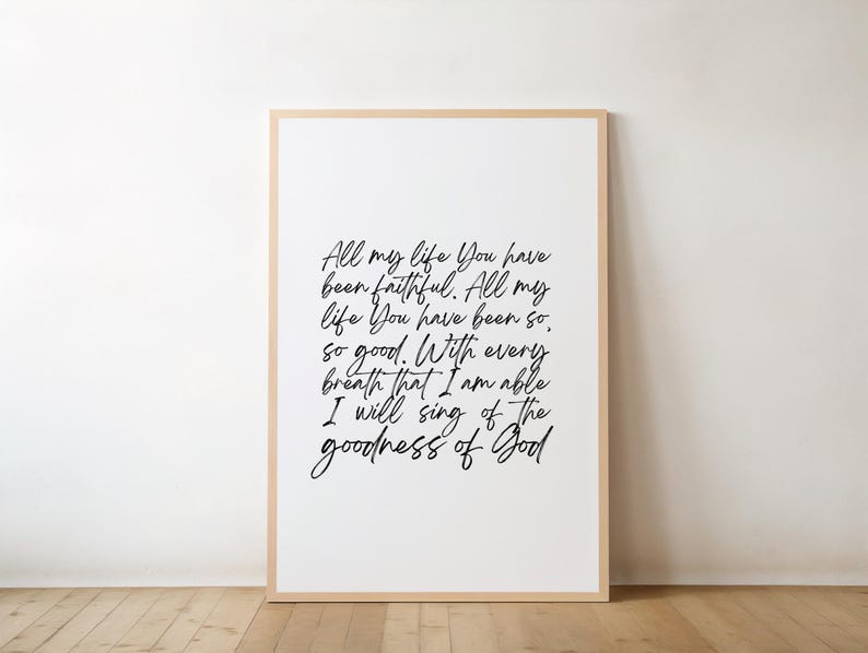 The Goodness of God Lyrics Wall Art, Inspirational Christian Home Decor ...