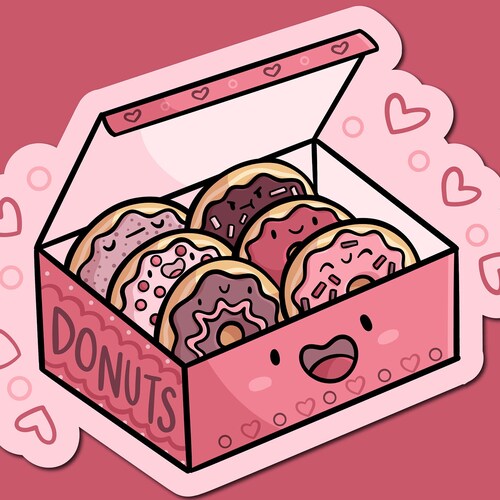 Box of Donuts Sticker Waterproof Vinyl Sticker Cute Donuts - Etsy
