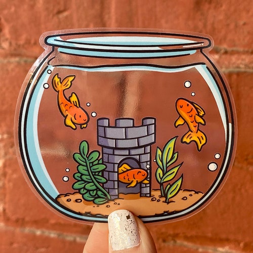 Fishbowl Clear Vinyl Sticker Goldfish Sticker Cute Pets - Etsy