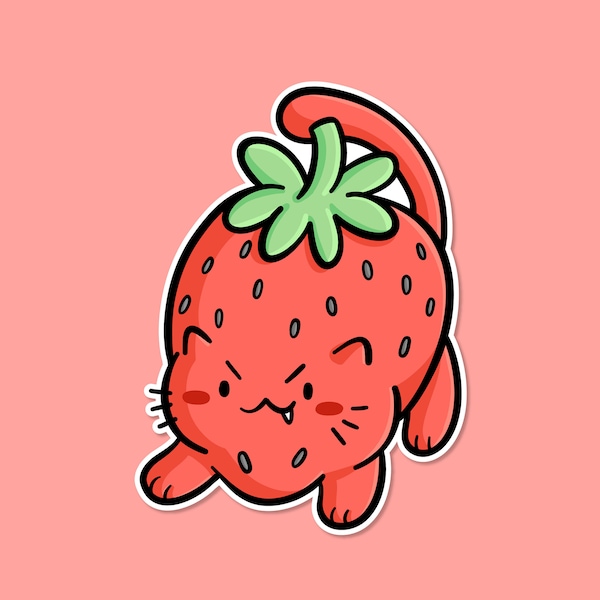 Strawberry Cat - Etsy