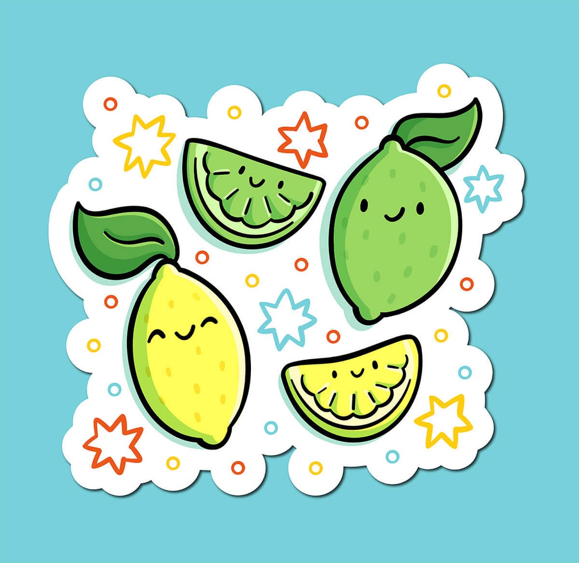 Lemons and Limes Sticker | Cute Fruit Sticker | Waterproof Vinyl ...