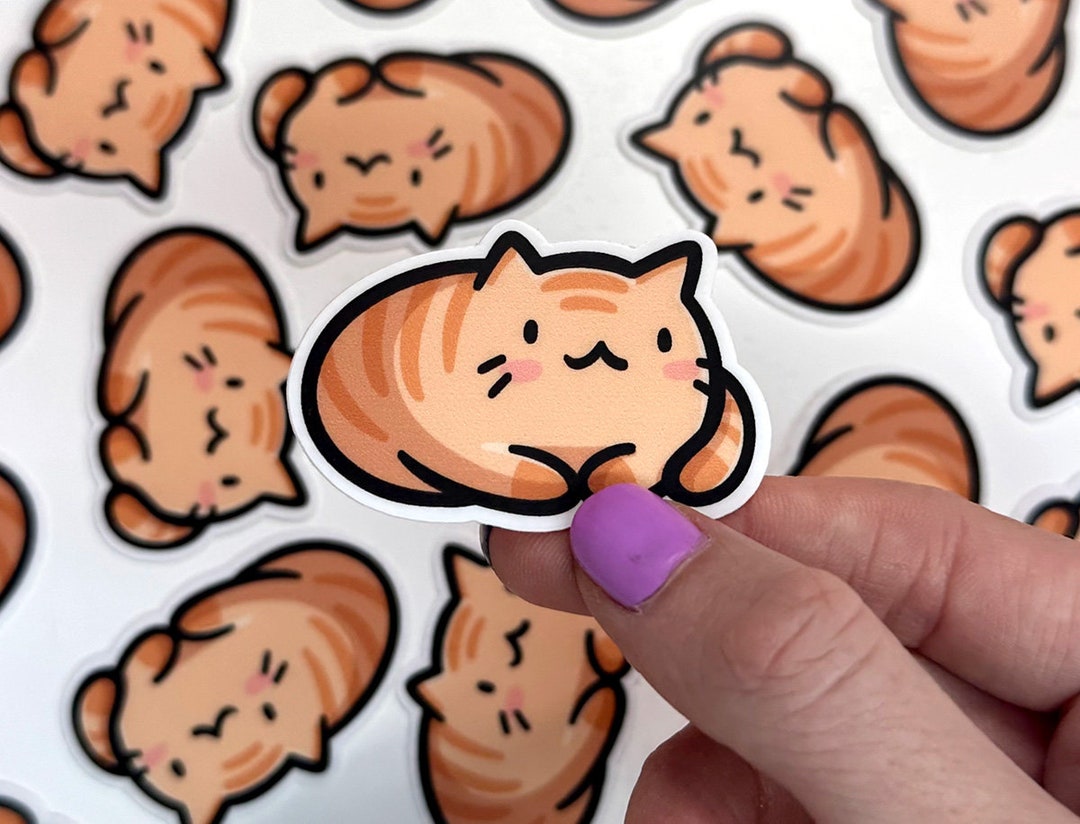 Mini Orange Cat Vinyl Sticker | Waterproof Phone Sticker | Kawaii Cat ...