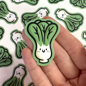 Mini Bok Choy Vinyl Sticker | Waterproof Phone Sticker | Kawaii Veggies ...