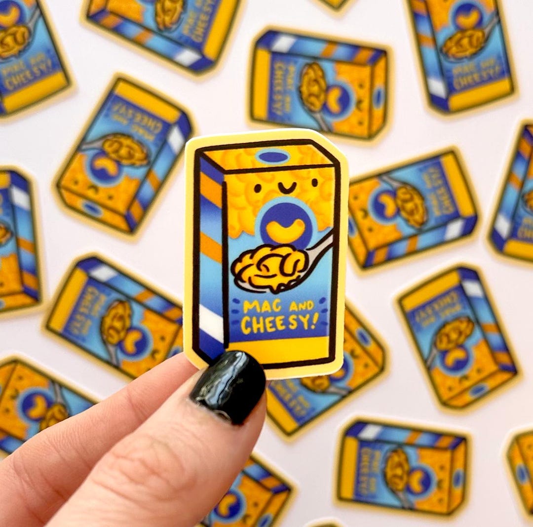 Macaroni & Cheese Mini Sticker | Waterproof Sticker | Kawaii Food ...