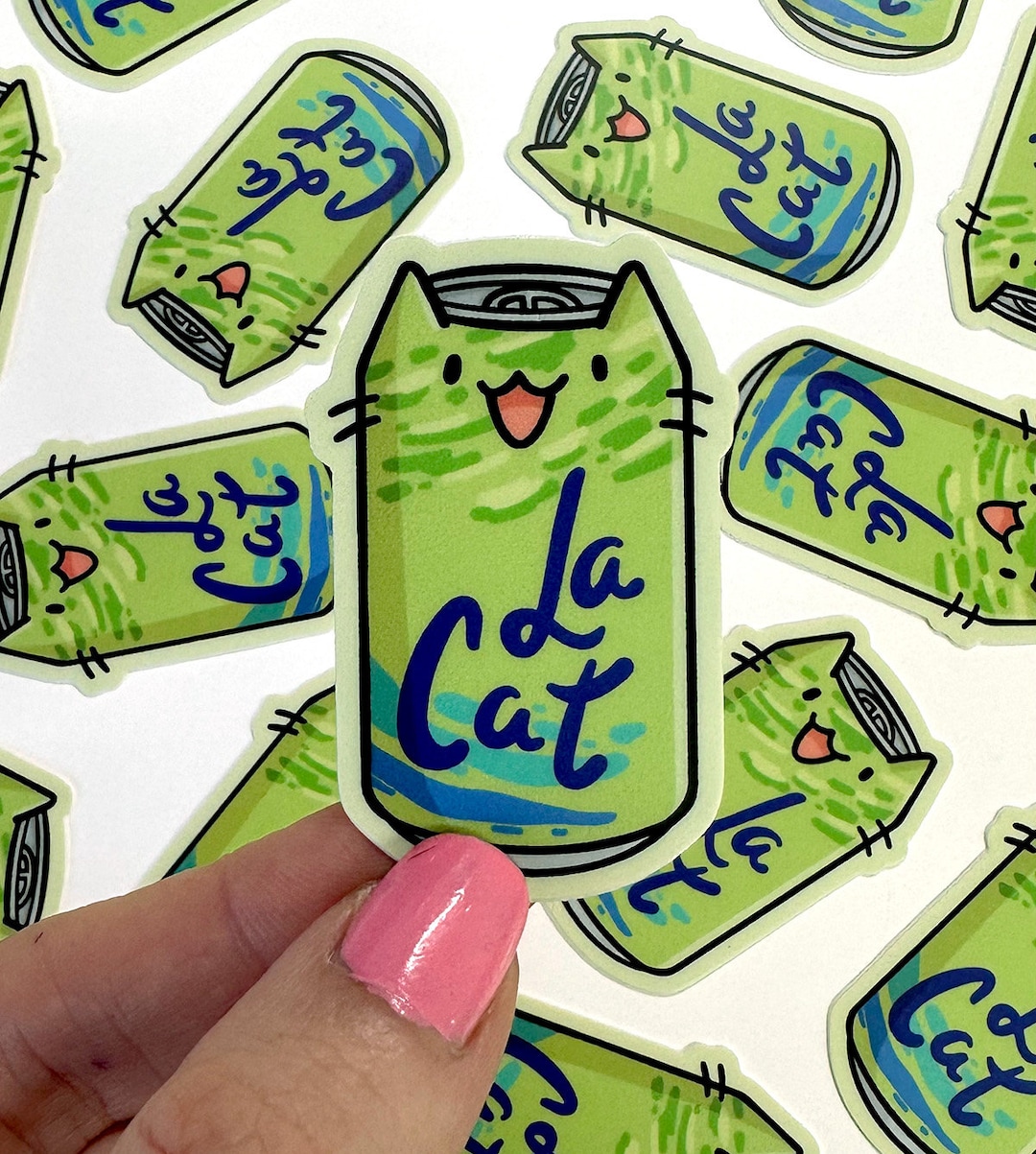Mini Lime La Cat Vinyl Sticker Waterproof Sticker Kawaii Cat Sticker ...