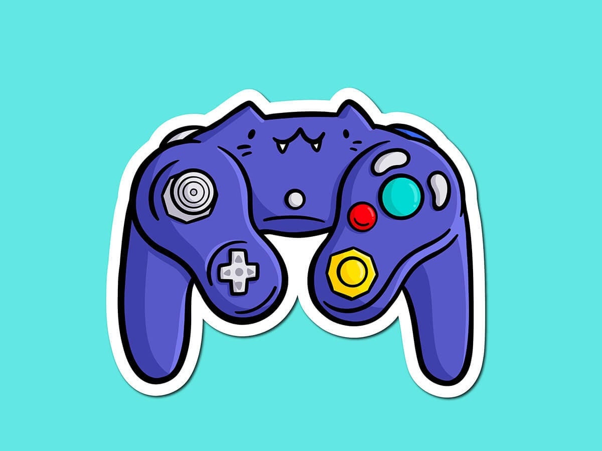 Purple Video Game Controller Sticker Weatherproof Vinyl Sticker Retro ...